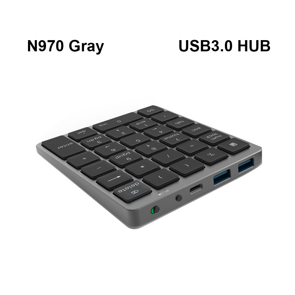 Aluminum Alloy 28 Keys Bluetooth Wireless Numeric Keypad with USB HUB ...
